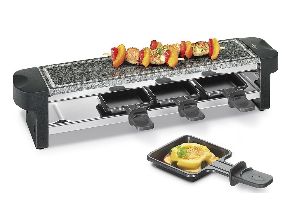 Küchenprofi Raclette QUATTRO mit Grilleinsatz Heißer Stein und 4 ...