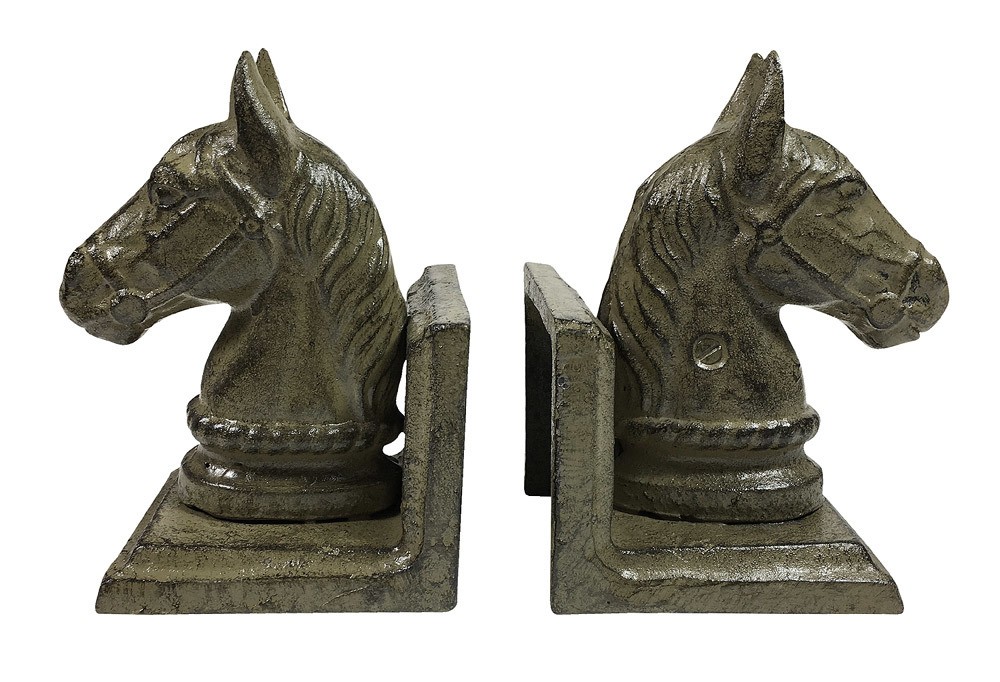 Buchstütze Schachfigur Springer Pferd 2 Stück Buchständer Gusseisen ...